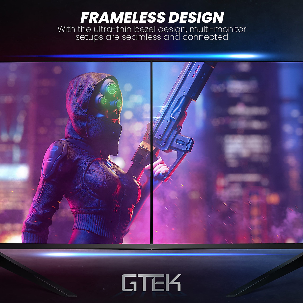 GTek 240Hz Gaming Monitor, 27 Inch Frameless Display Full HD 1920 x 1080P, Curved 1800R, VA 1ms MPRT, FreeSync, Speakers, DisplayPort/HDMI, VESA - F2740C