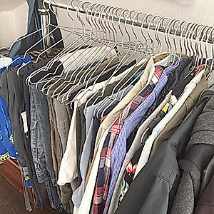 KINJOEK 50 Packs Wire Hangers for Clothes, 16.6" Heavy Duty Stainless Steel Wire Metal Clothes Hanger 3.2MM Thick Coat Closet Hangers for Dry and Wet Clothes, Underwear and Trousers