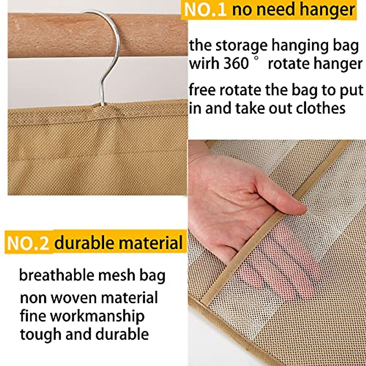 Bra Storage Hanging Bag with 24 Mesh Pockets Wardrobe Underwear Organizer Hanging Closet Shelf Wall Space Saver Dual Sided Hanging Storage Bag for Bra Socks Underwear Underpants