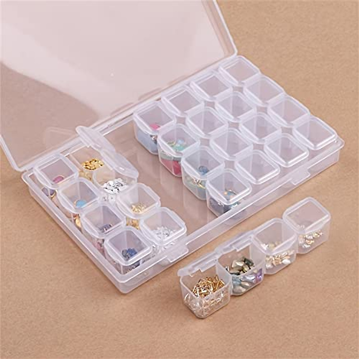 Typutomi 28 Grids Storage Box, Clear Plastic Diamond Painting Embroidery Box Beads Storage Container Jewelry Case for Beads, Jewelry, Tools, Pill and DIY Crafts