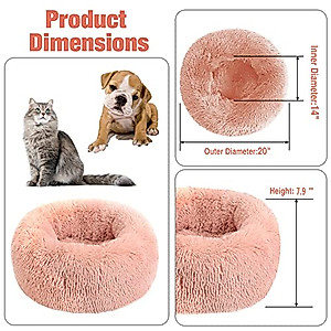Calming Dog Bed & Cat Bed,Anti-Anxiety Donut Cuddler Dog Bed,Warming Cozy Soft Round Pet Bed for Mini Small Medium Dogs Cats,Fluffy Faux Fur Plush Pet Dog Cat Cushion Bed for Kitty Puppy 20"