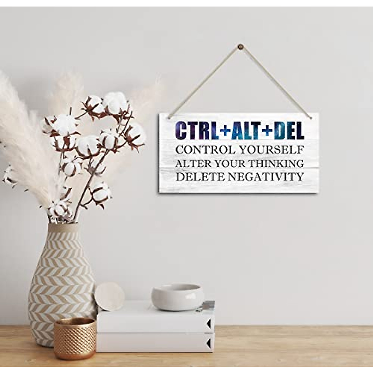 CTRL+ALT+DEL - Control Yourself-Alter Your Thinking - Delete Negativity. Inspirational Home Office Decor，Bedroom Decor, Farmhouse home decoration sign，or Any Other Home Decor