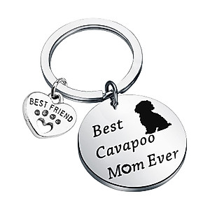 Lywjyb Birdgot Best Cavapoo Mom Ever Keychain Dog Lover Best Friend Cavapoo Gift (Best Cavapoo ky)