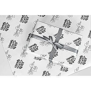 Happily Ever After Gift Wrapping Paper on White - 24"x10'