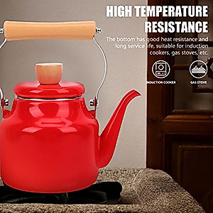Cabilock Stainless Steel Water Bottle Enamel Whistling Tea Kettle with Handle Stovetop Tea Kettle Stainless Steel Whistling Teapot Water Boiler for Home Kitchen Red 1. 5L Water Kettle