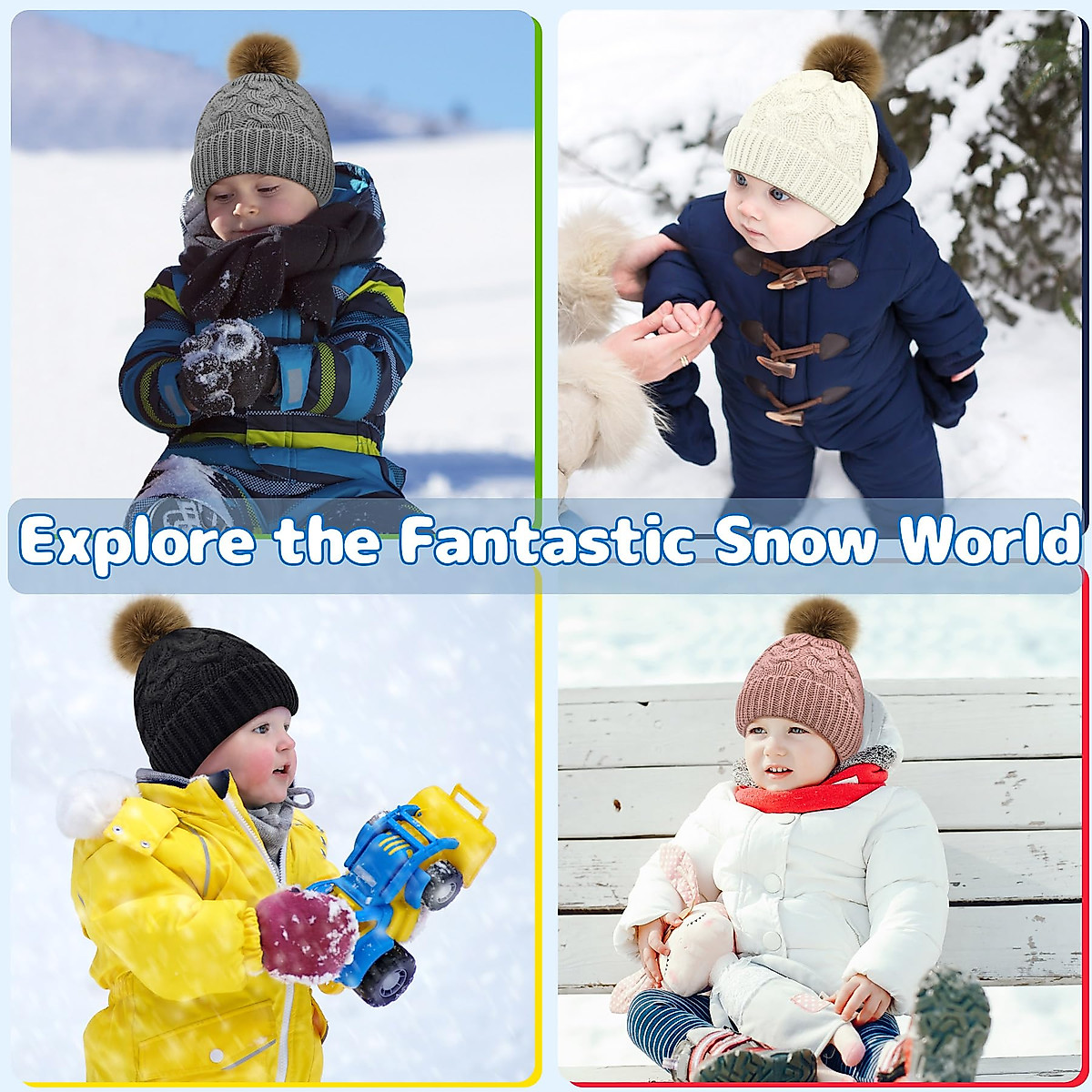 Olreco Baby Winter Hat Baby Beanie Baby Hats 6-12 Months Toddler Winter Hat Infant Winter Hat Baby Girl Hats Infant Hat Pom Pom