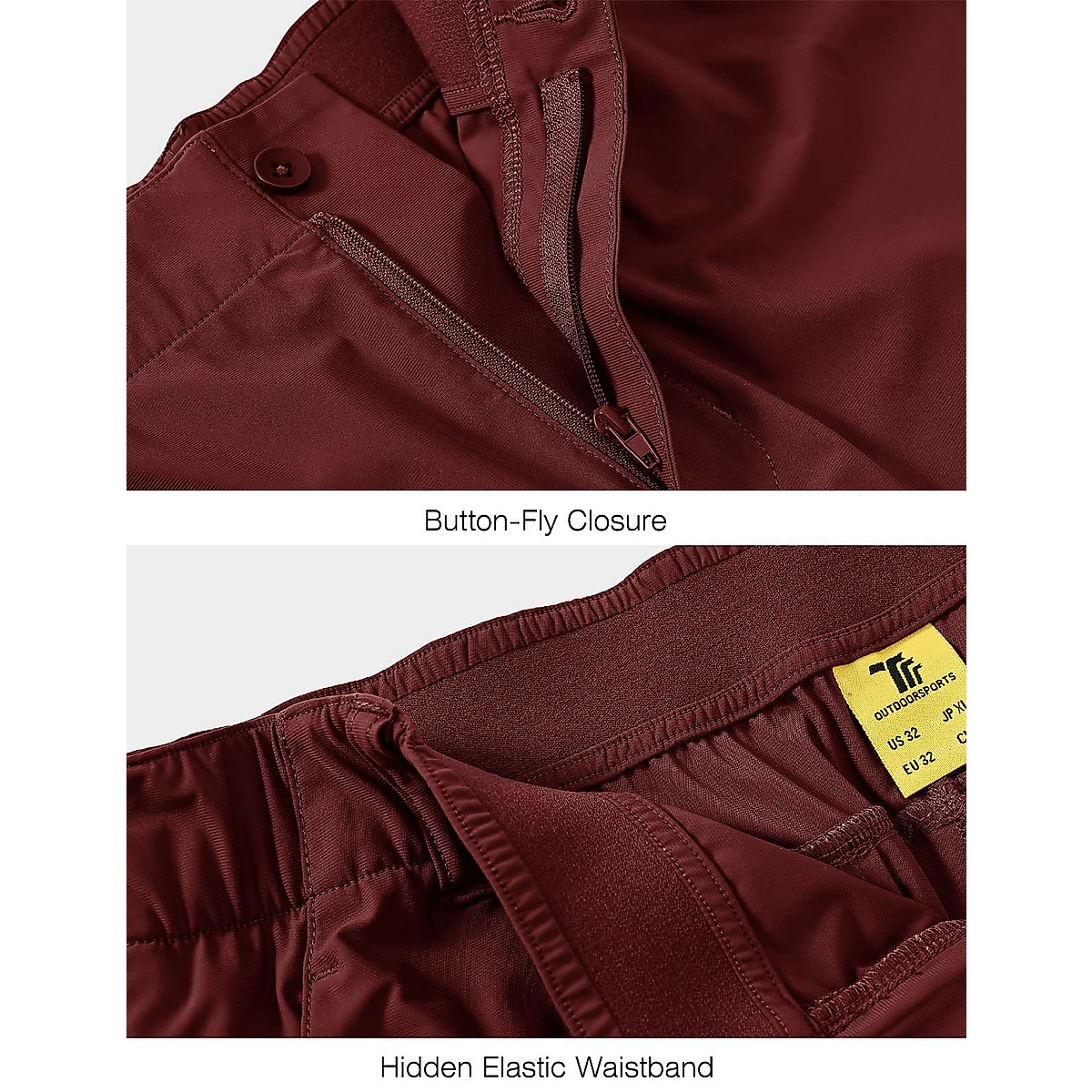 Rdruko Men's Work Shorts Stretch Dry Fit Golf Dress Sports Shorts(Wine Red, US 36)