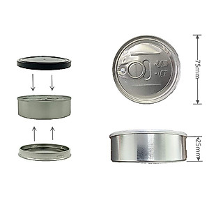 YEEPON 40sets Cali Self-seal Tin Can with Lid - Tuna Can Hoop Ring - NO TOOLS NEEDED + 48Pieces can Labels【100ml/3.5 (40sets) (3.5, 40)