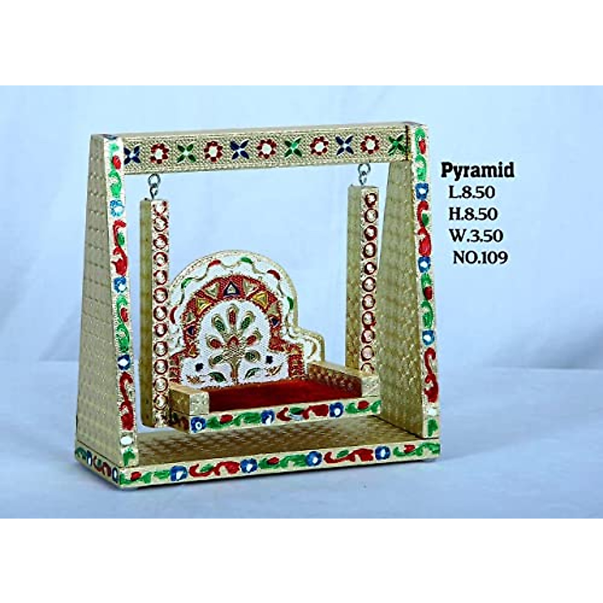 S.G.R. HANDICRAFTS / meenakari Krishna Wooden jhula with Gold Plating and Antique Design (Medium)