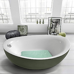 YINENN Bath and Shower Safety Mats 40x16 inch, Non Slip with Suction Cups for Bathroom Stall and Tub Floor, Extra Large and Machine Washable, Drain Holes Keep Bathtub Clean, Light Green