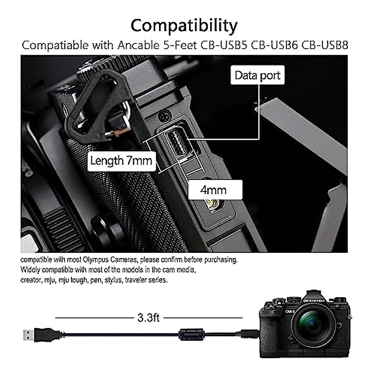 Camulti CB-USB5 CB-USB6 12Pin Camera USB Data Cord Cable for Olympus SZ-10 SZ-11 SZ-14