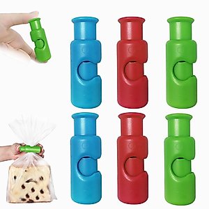 Bag Clips, Snack Bread Closure Clip, 2024 New Squeeze and Lock Bread Bag Clips, Portable Press Type Snack Bag Clip, Plastic Sealing Clip Bag Clip for Bread, Snacks, Seasonings (Mix, 6pcs)