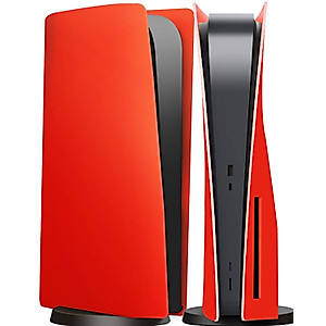 Replacement Shell Skin for PS5 Console, arVin Face Plates Cover Case for PS5, ABS Hard Shockproof Anti-Scratch Dustproof Protective Skins Faceplates Accessories for PlayStation 5 Disc Edition –Red
