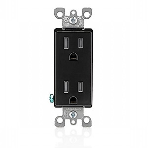 Leviton T5325-E 10 Pack 15Amp 125V Tamper Resistant Decora Duplex Receptacle, Black