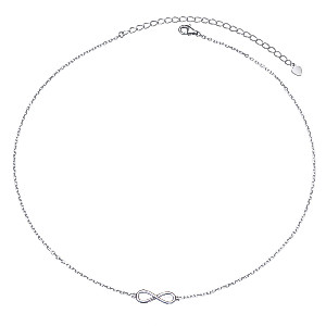 DAOCHONG S925 Sterling Silver Choker Infinity Clavicle Short Pendant Necklace for Women Jewelr