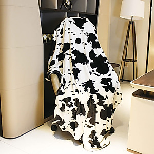 Cow Print Blanket Soft Fleece Flannel Lightweight Cozy Baby Blankets Warm Black and White Cow Throw Blanket Baby Seat Couch Bed Cow Bedding Baby Boys Girls Toddler Infant Newborn 40x50 inch