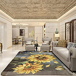 RSBUD Area Rug,Flower Butterfly Sunflower Non Slip Mat Area Rug Floor Carpet for Kitchen Bedroom Living Room Children's Room Bathroom Decoration,Farmhouse Decor 60"x39"