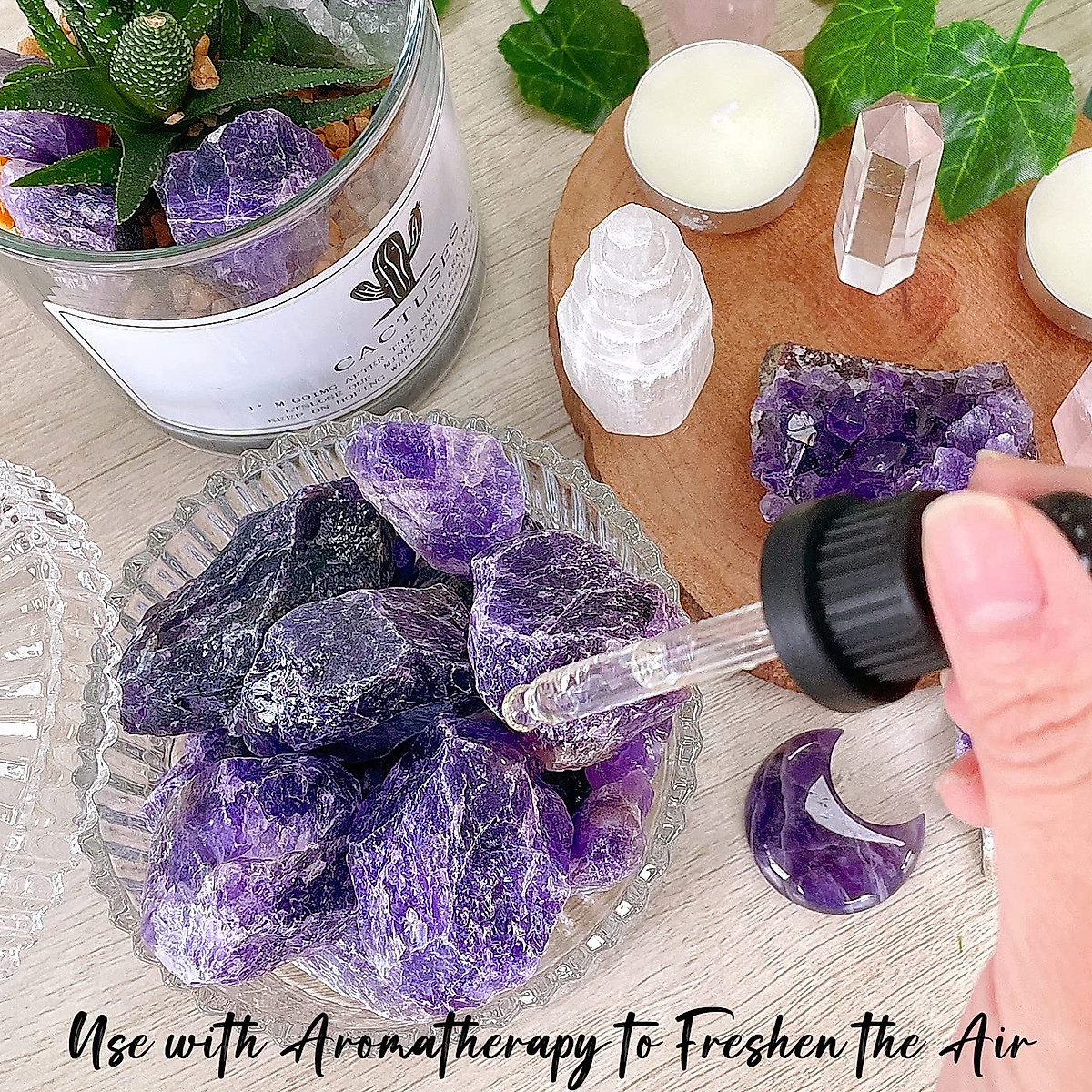 ZHIYUXI 2" Amethyst Crystal Rocks Natural Crystals and Healing Stones Large Crystals Rocks for Tumbling Raw Stones Witchcraft Wire Wrapping Fountain Rocks Cabbing Room Decor 4Pcs