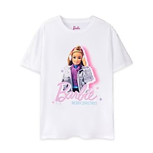Barbie Christmas T-Shirt Womens Ladies Merry Christmas White Top