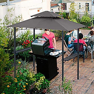 MASTERCANOPY  8 x 5 Grill Gazebo Outdoor BBQ Gazebo Canopy with 2 LED Lights (Gray)