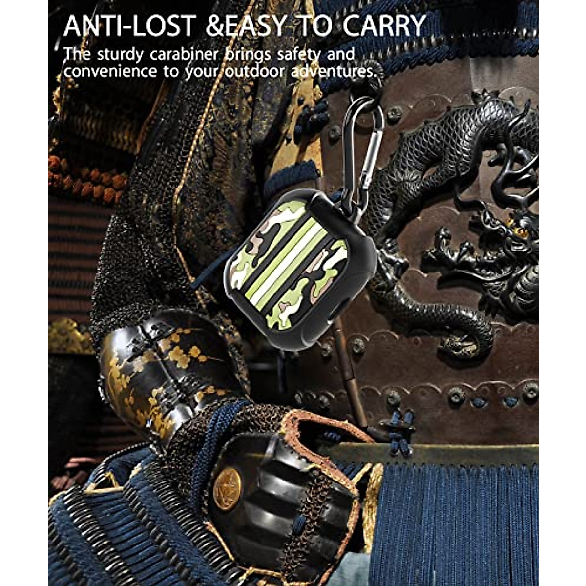 Tamiia Case Compatible with AirPods 3rd Generation (2021) Luminous Cover, Rugged Corner Design AirPods 3 Camo Case, Full-Body Shock Protective Cover with Keychain for AirPods 3 Charging Case, Black