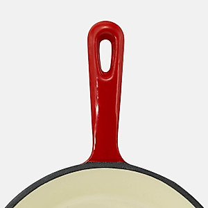 ExcelSteel 3 Pc Cast Iron Skillet Set w/Red Enamel Coating, Perfect for Home Stovetop and Delicious Outdoor Cooking Skillet Set
