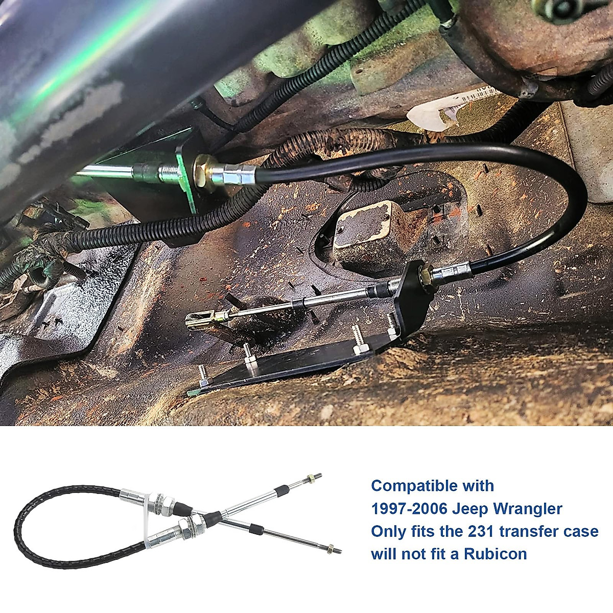 Upgrade Transfer Case Cable Shift Linkage Compatible with Jeep Wrangler TJ 4WD 1997-2006 jeep Heavy Duty Tansfer Case Shift Cable Conversion Kit