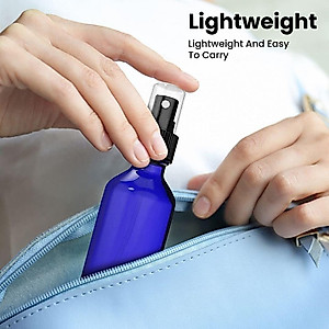 CULINAIRE 2oz Glass Spray Bottles for Essential Oils with Gold Pen Marker, Small Fine Mist Spray Bottle, Refillable, for Hair Spray, Essential Oils, Colognes, and Hand Sanitizers, Blue, Pack of 24