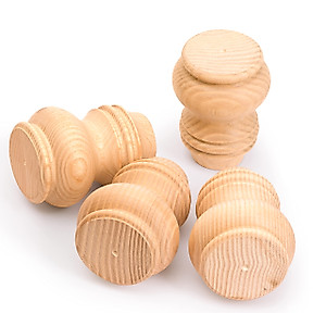 decorluxes Wood Legs for Furniture Set of 4 Kallax Legs Short Table Legs Coffee Table Legs Dresser Legs Set of 4 Bun Feet Gold Natural Woden Things (3 in with Mounting Plates)