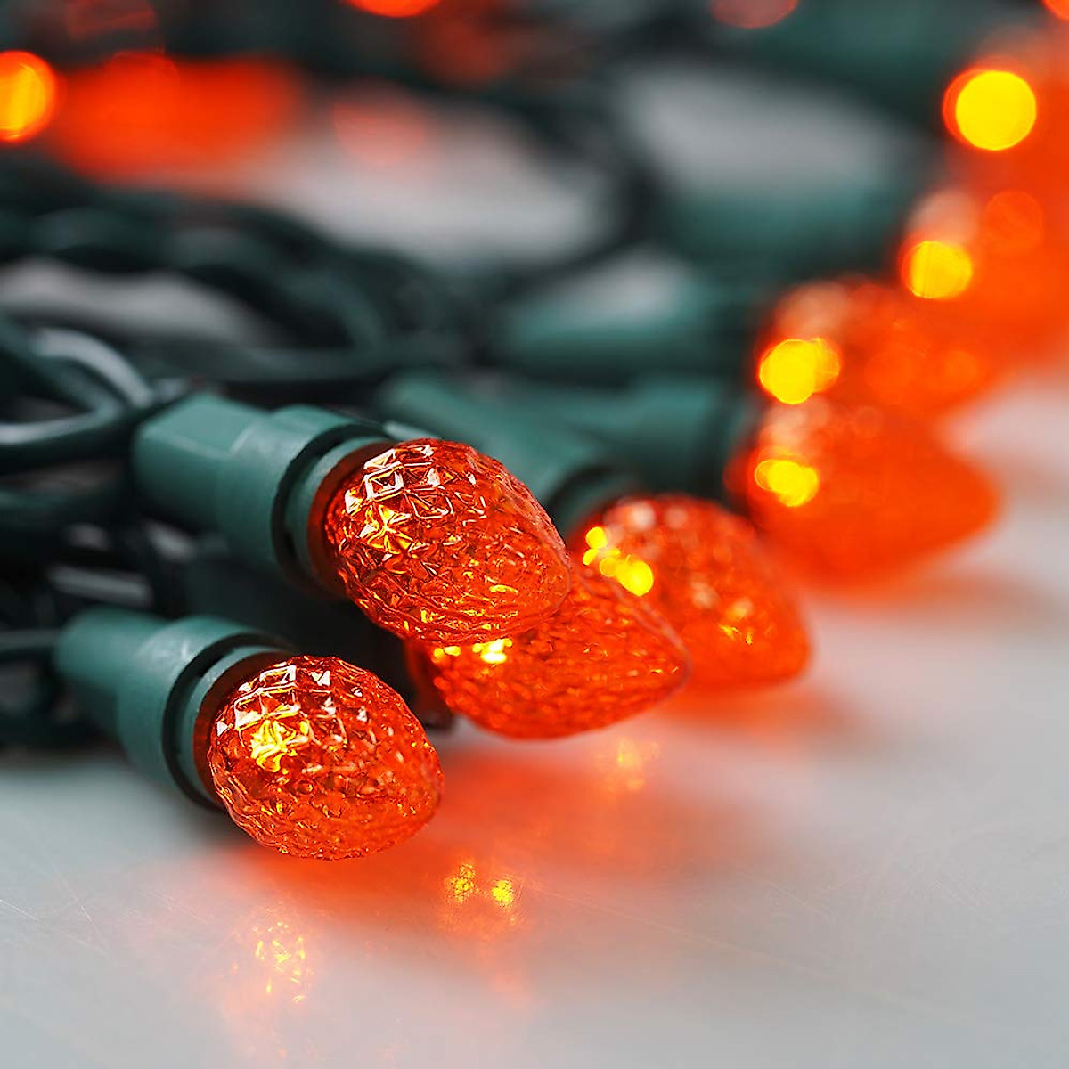 BOHON Halloween String Lights 50 LEDs Orange Lights UL Certified Christmas Lights Green Wire Halloween Lights Plug-in for Indoor Outdoor Halloween Decorations Thanksgiving Tree Carnival Decor