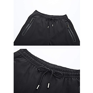 YSENTO Mens Track Pants Quick Dry Lightweight Joggers Athletic Hiking Pants Zipper Pockets Black Size XL