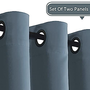 H.VERSAILTEX Premium Blackout Thermal Insulated Room Darkening Curtains for Bedroom/Living Room - Grommet Top (Stone Blue,52 by 84 - Inch,Set of 2 Panels)