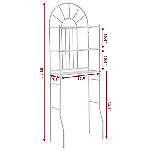 Tangkula 3-Tier Toilet Shelf Bathroom Space Saver Chrome Over The Toilet Shelf Organizer Multi-Layer Classic Design Metal Frame Study Waterproof Free Standing Bathroom Shelves (68" H)