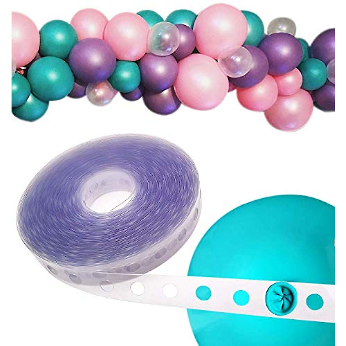 Balloon Strip Tape 50Ft Long to Make Arch Garland Steamer for Birthday Wedding Baby shower Party Decorations
