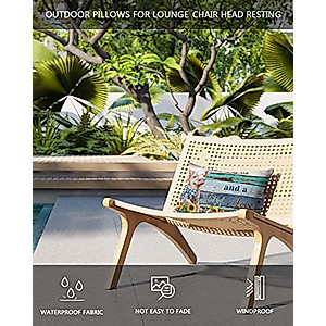 Recliner Head Pillow Ledge Loungers Chair Pillows with Insert Farm Pig Rustic Retro Wood Lumbar Pillow with Adjustable Strap Outdoor Waterproof Patio Pillows for Couch Beach Pool Office Chair, 2 PCS