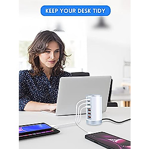 USB C Charging Station with 6 Ports, 18W PD & QC Multiport USB Desktop Charger Fast Charging Hub for iPhone 13/13pro Max 12/12 Mini/12Pro/12 Pro Max/11/11 Pro iPad AirPod,Tablets, Smartphones