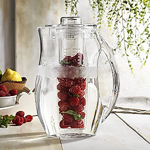 Water Infuser Pitcher – Fruit Infuser Water Pitcher By Home Essentials & Beyond – Shatterproof Acrylic Pitcher – Elegant Durable Design – Ideal for Iced Tea, Fruit Infused Water and Juice (93 oz)