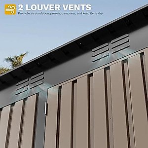 DWVO Metal Outdoor Storage Shed 5x3ft, Lockable Tool Sheds Storage with Air Vent for Garden, Patio, Lawn to Store Garbage Can, Lawnmower, Brown