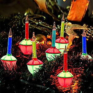 Multicolor Christmas Bubble Lights Set, 11Ft Vintage Outdoor Christmas String Lights with 8 Multicolor Bubble Lights (1 Spare), C7/E12 Base, UL Listed for Christmas Tree Holiday House Lighting Decor