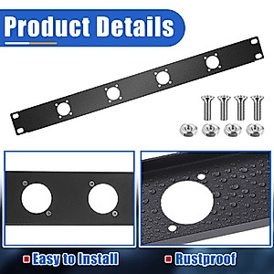 4-hole 1U Audio Rack Panel 4D Series Audio Rack XLR Patch Panel Punched Metal HDMI Rack Mount Panel Connectors Recording Studio Rack Accessories for 19 Inch Enclosure Server Computer Equipment Studio