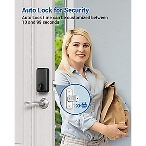 Veise Keyless Entry Door Lock, Electronic Keypad Deadbolt Lock, Auto Lock, 1 Touch Locking & 20 User Codes, Anti-Peeking Password, Easy Installation Design - Matte Black
