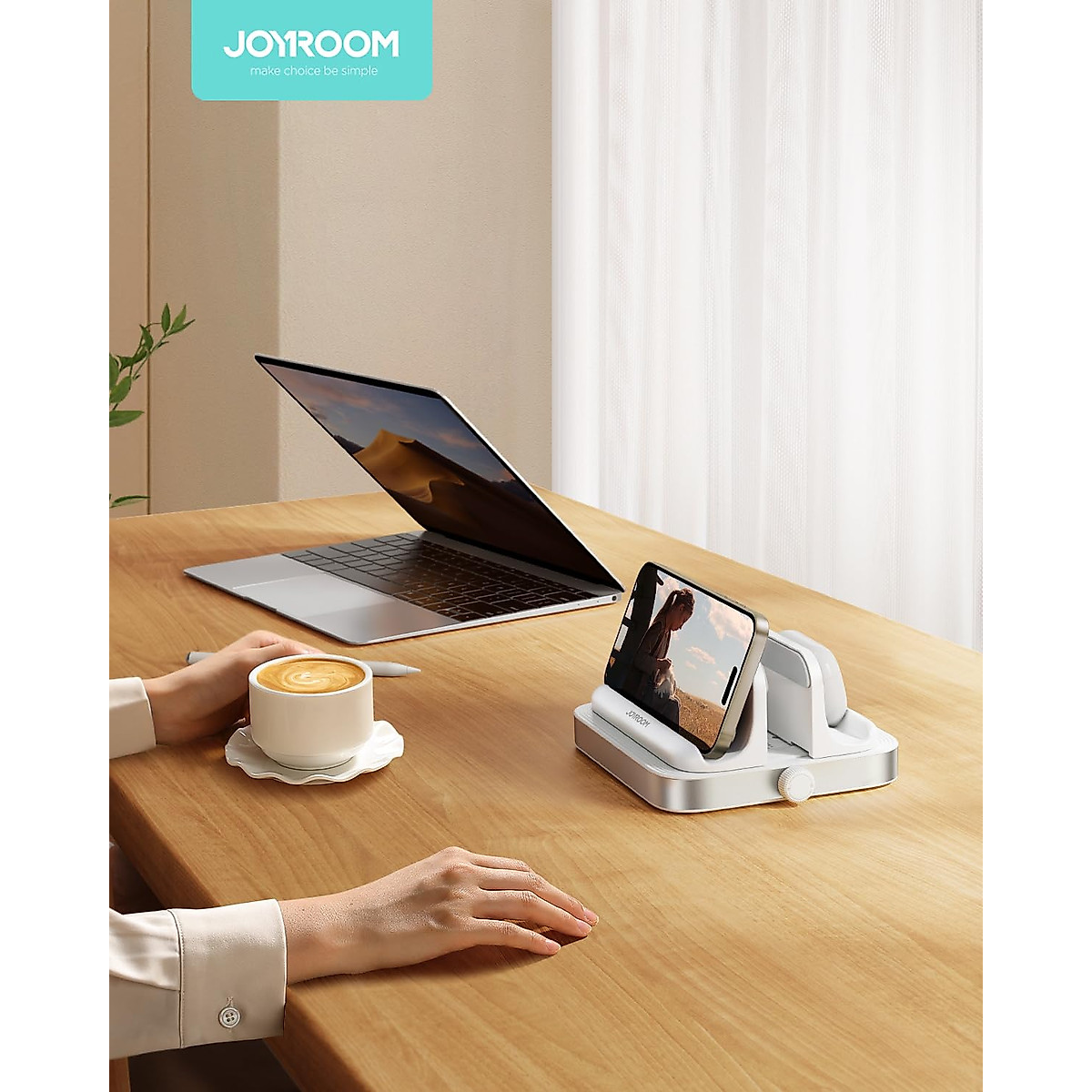 JOYROOM Vertical Laptop Stand,[User Friendly & Space Saving] Aluminum Laptop Holder Desktop Stand with Adjustable Knobs for MacBook/Surface/Dell/Chrome Book/Gaming Laptops [Up to 17.3 inch] White