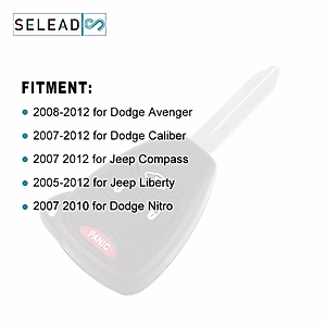 SELEAD Flip Key Fob 4 Buttons Keyless Entry Remote SHELL CASE for 04-12 for Chrysler 200 Sebring Pacifica for Dodge for Avenger for Jeep for Compass Antitheft OHT692713AA 2pc US Stock