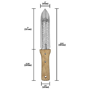 Zenport Soil Knife K248 ZenBori with Wood Handle, Sheath and Depth Measurement, Silver