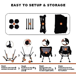 WORLDEEP Folding Camping Chair,Portable Camping Chair Lightweight Compact Camping Chair with Side Pockets for Outdoor Camp, Travel, Beach, Picnic, Hiking, Supports 400Lbs