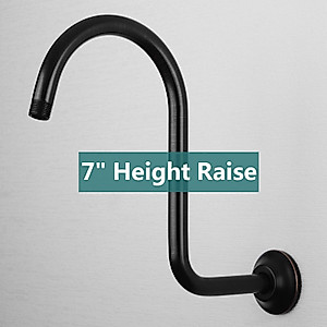 BESTILL 13 Inch S Shape Shower Head High Rise Extension Shower Arm and Flange, Oil Rubbed Bronze