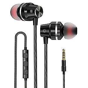 Earphones Wired with Microphone, Metal in-Ear Earbuds with Volume Control, High Bass Stereo Sound Headphones Headsets, Noise Isolation Ear Buds for Smartphone Tablet MP3 Samsung 3.5mm Audio Devices