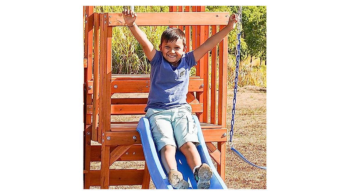 Dolphin Cedar Playground Swing Set for Kids - Safe & Durable Outdoor ...