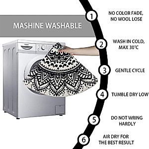 HEBE Boho Round Rugs 6Ft Washable Non Slip Round Area Rug Throw Soft Cute Round Nursery Rug Soft Fluffy Bathroom Rug Circle Rug for Bedroom Dorm Kids Room Nursery