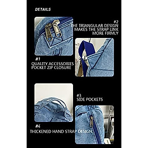 Canvas Backpack Lightweight Travel Daypack Student Rucksack Laptop Backpack Denim Medium Handbag for Women Blue (2)